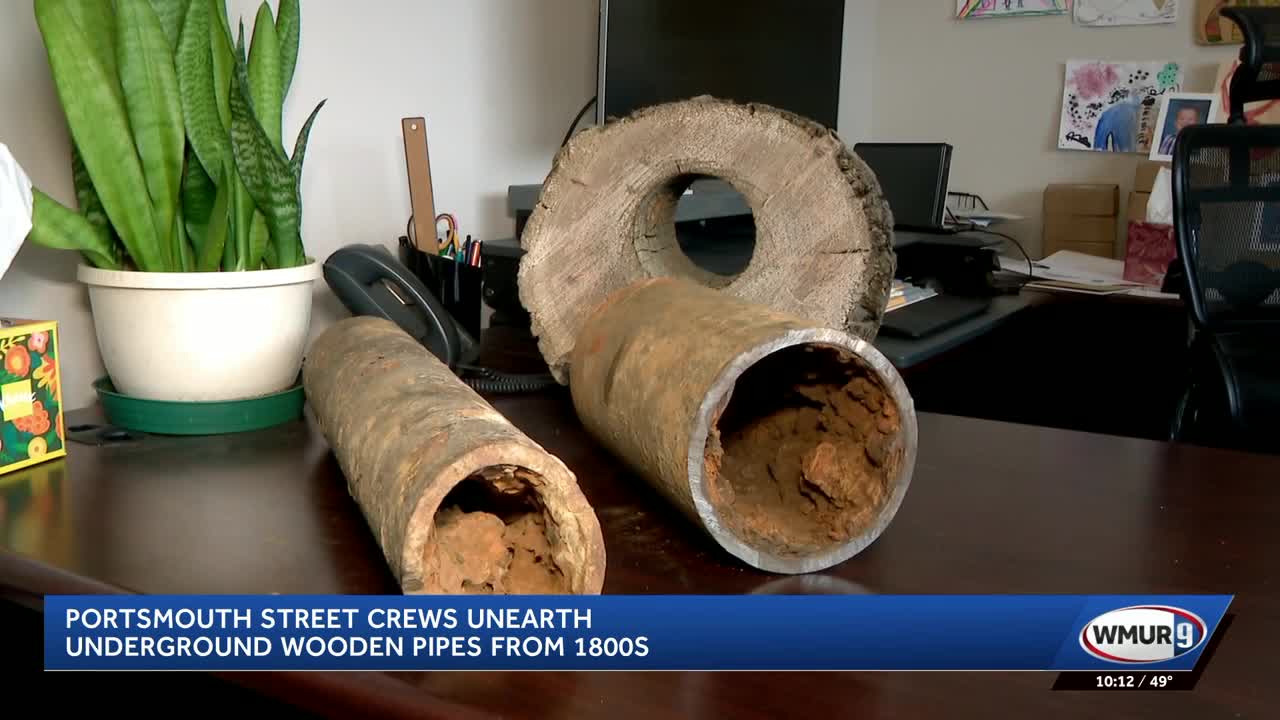Remnants of wooden piping system found during Portsmouth street project