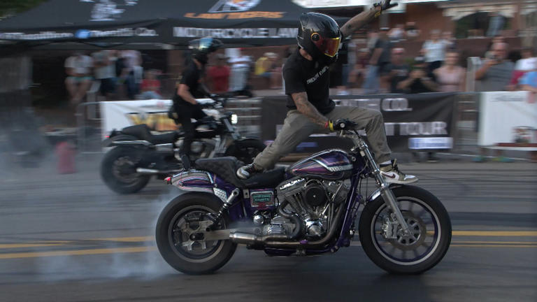Professional stunt riders bring high-flying motorcycle show to Long Beach