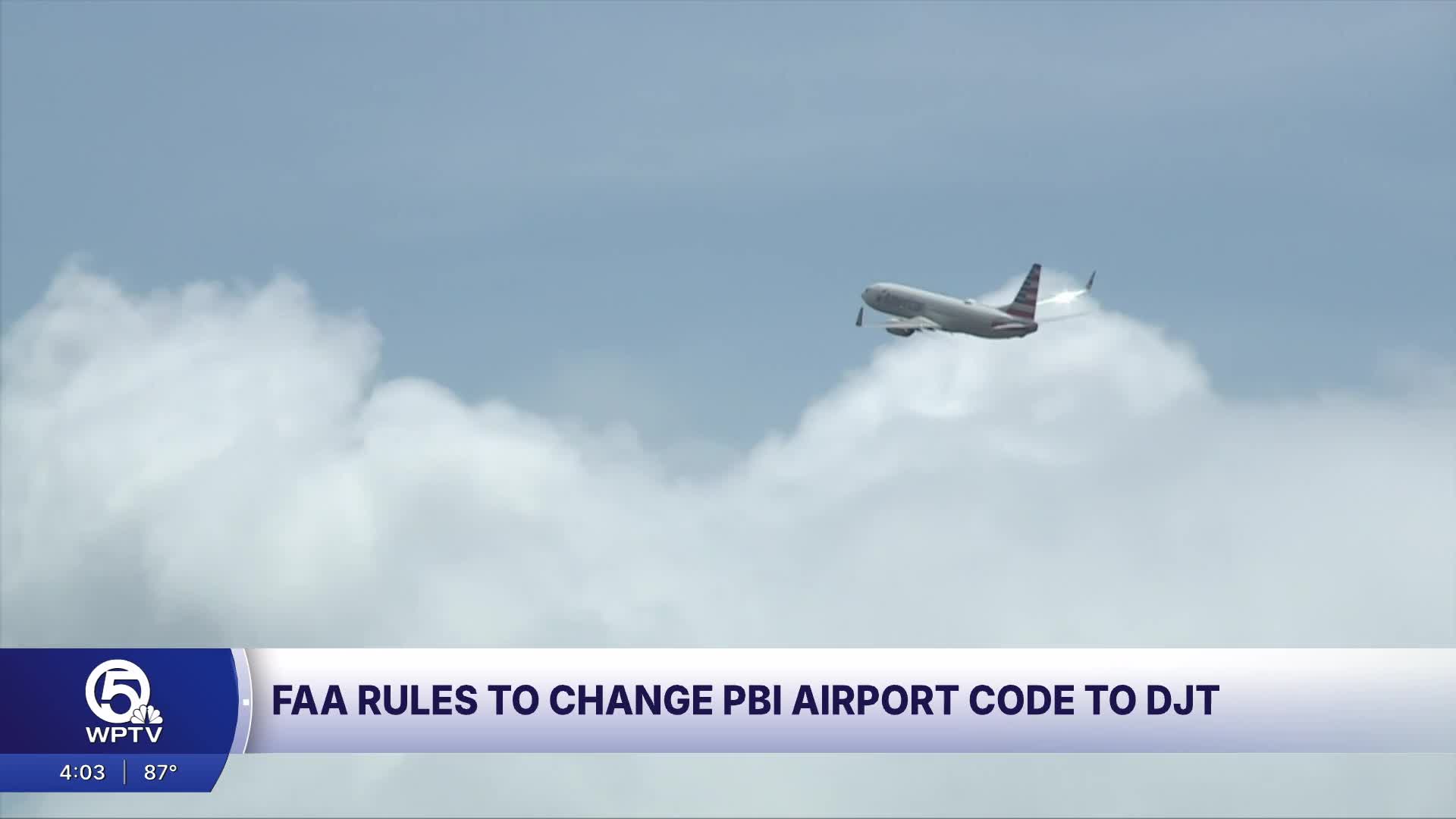 PBI airport code to change to DJT in July
