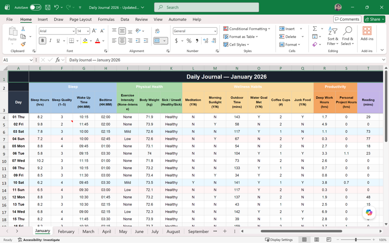 I tracked my life in Excel for 3 months—I'm never using a journaling ...