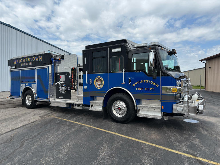 Wrightstown Fire Department unveils blue fire truck for 100th anniversary