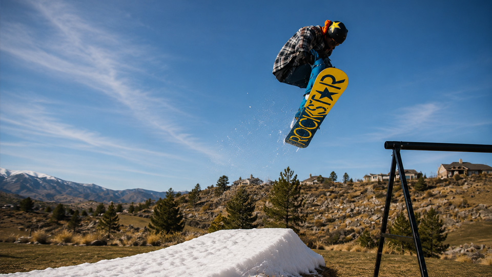 Supertramp style snowboarding turns park into playground