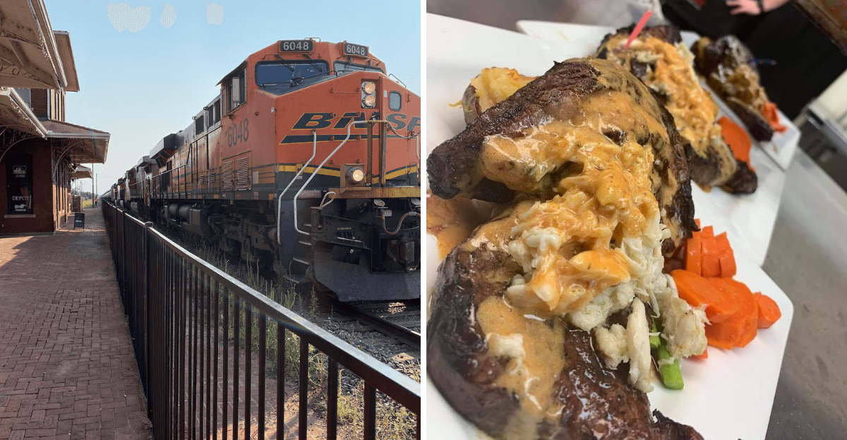 Why dining inside this 1903 Oklahoma brick rail depot as freight trains ...