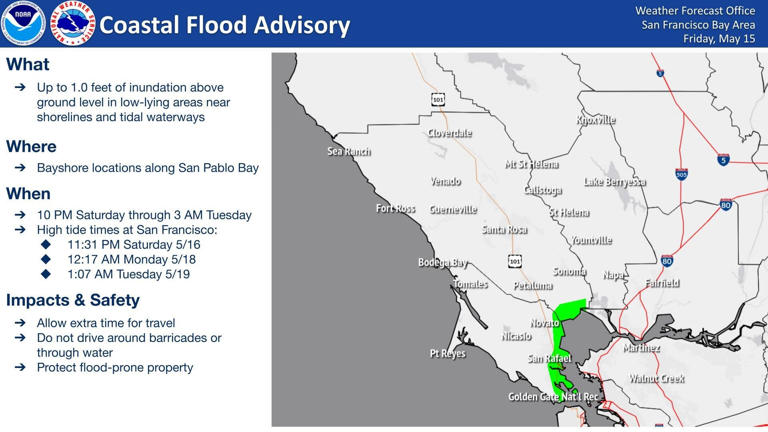 High tides may bring flooding to Marin County along coast: NWS