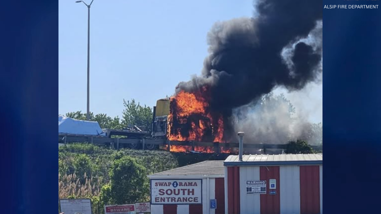 Semi engulfed in flames on I-294 near Alsip, fire officials say