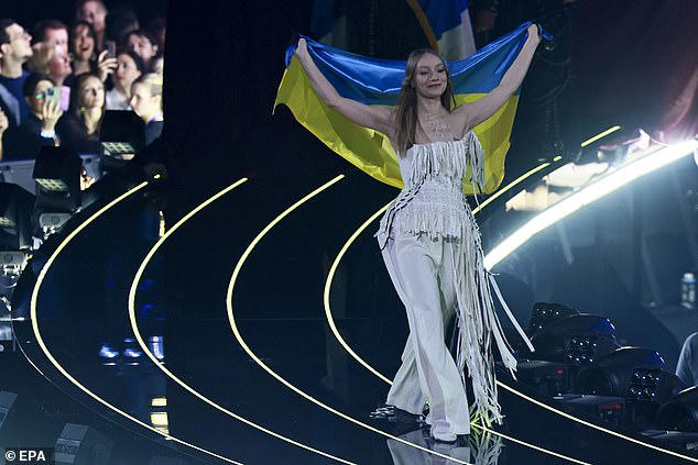 Ukraine, Israel and Palestine flags are flown during Eurovision dress ...