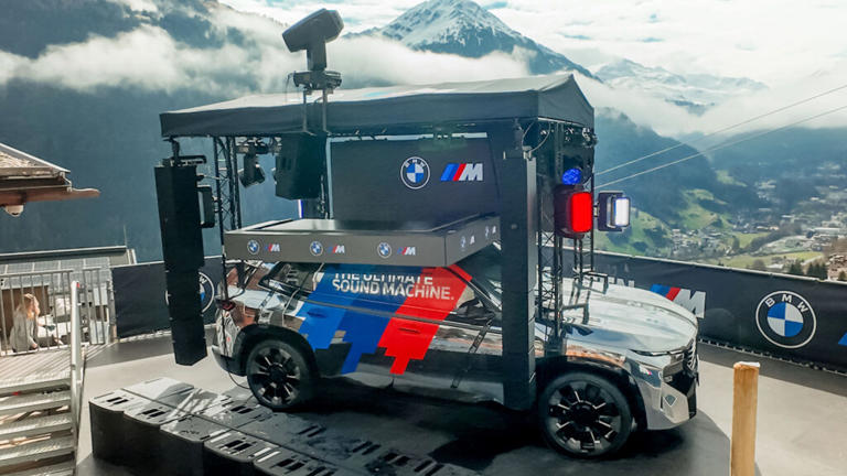BMW threw a DJ stand on a blinged out XM