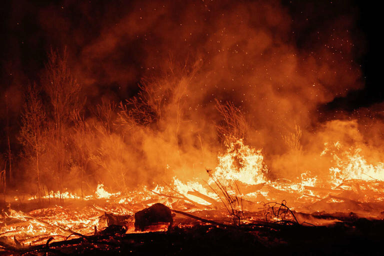 Iconic Texas railroad bridge collapses into flames amid wildfire