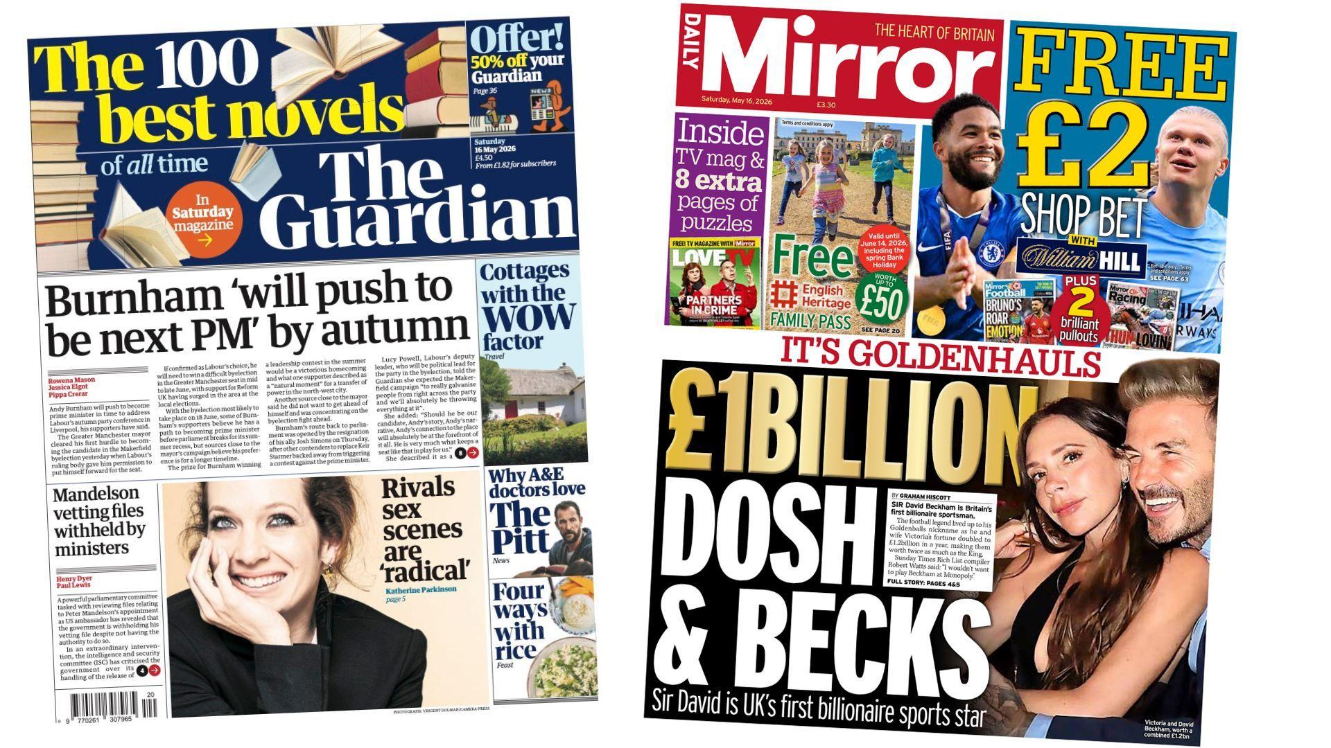 'Burnham will push to be next PM' and 'Dosh and Becks'