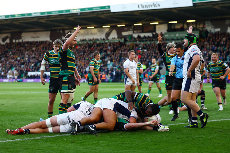 Northampton score 14 tries in record-breaking thrashing of Bristol