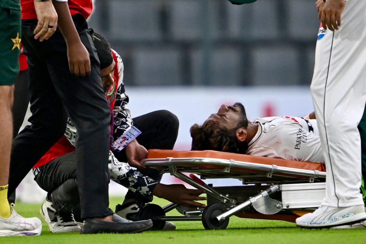 Pakistan fast bowler Hasan Ali stretchered off after head injury scare ...