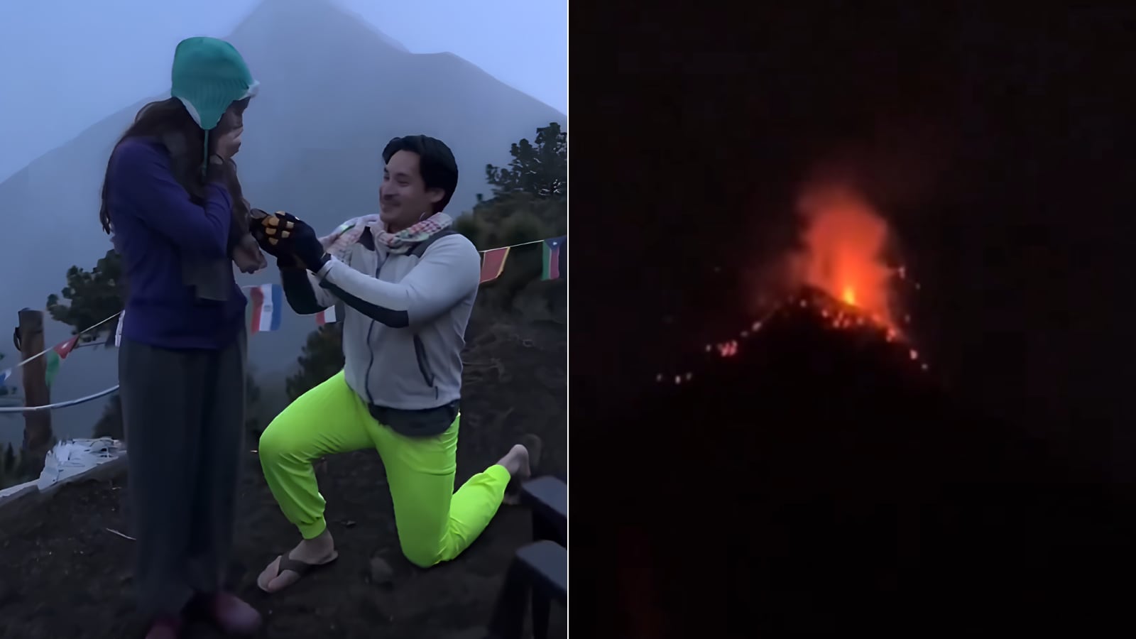 Man proposes in Guatemala as volcano erupts behind him, internet calls ...