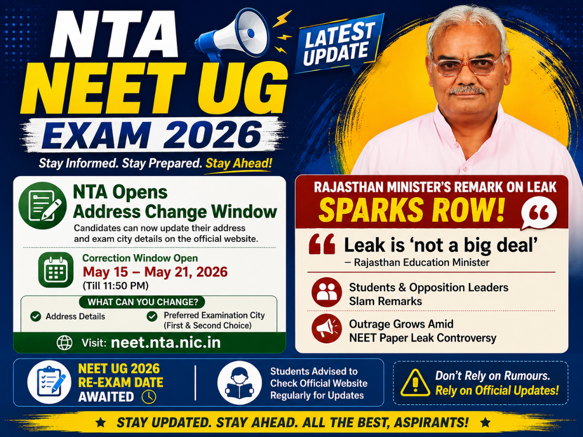 NTA NEET UG exam 2026 latest update: NTA opens address change window ...