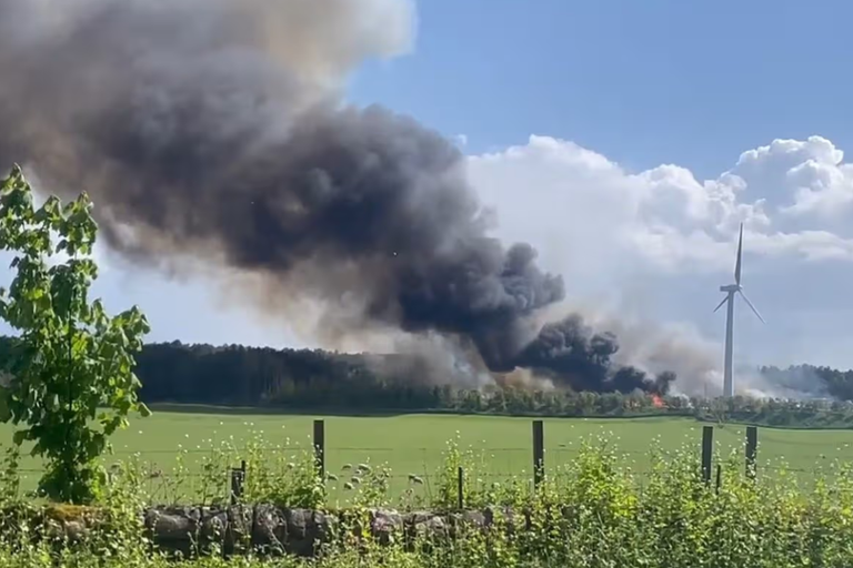 Blaze at Scots recycling plant rages on for fifth day as fire crews ...