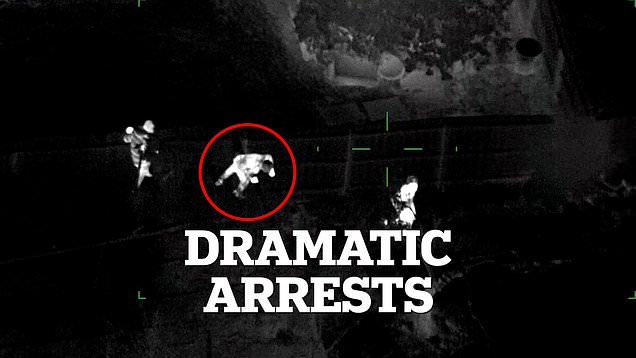 Moment a group teenagers are caught jumping fences before arrest