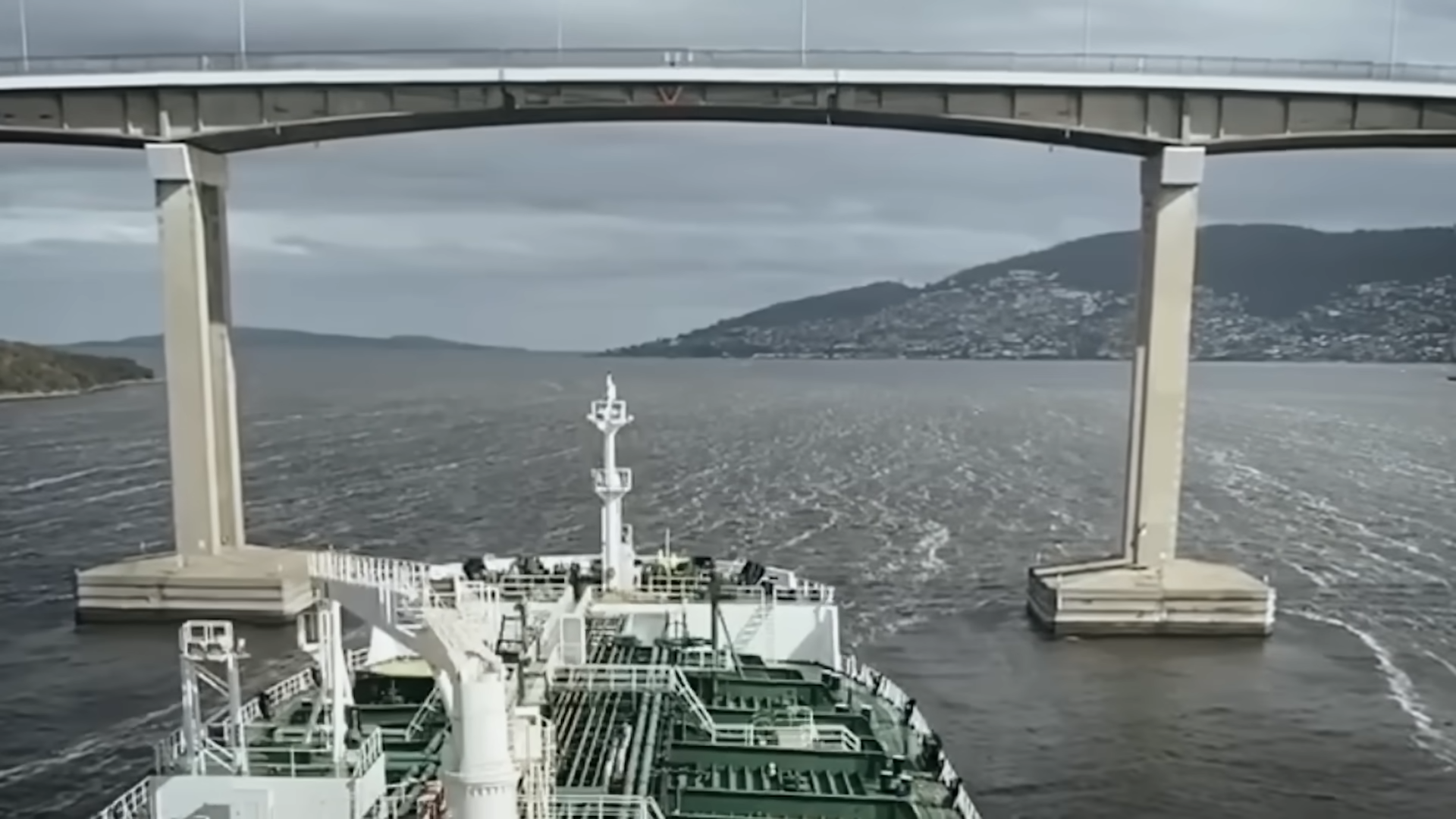 Watch this ship hit a bridge as cars keep driving into the missing road