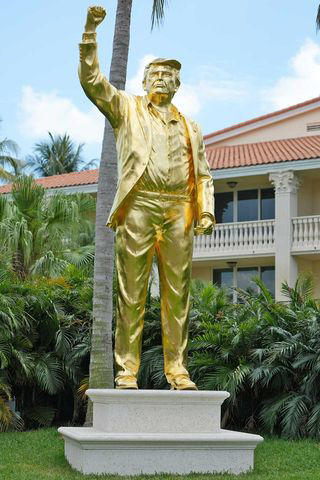 Trump proclaims people 'love' 22-foot gold statue dedicated to him at ...
