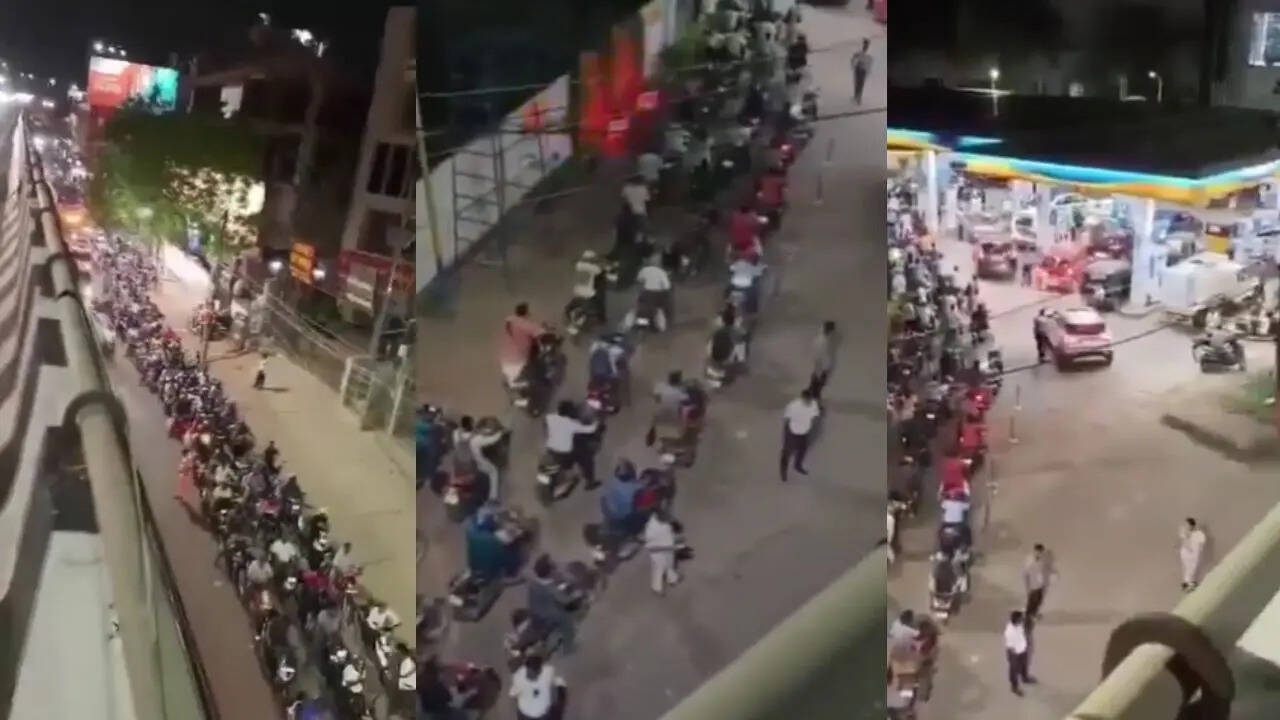 Watch: Endless queues at Bhubaneswar petrol pumps as panic fuel buying ...