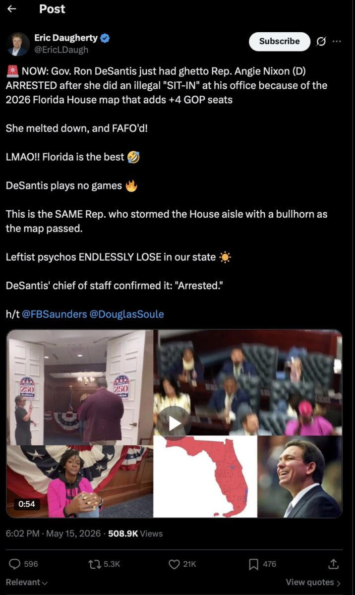DeSantis approvingly retweets post calling Black lawmaker a ‘ghetto rep’