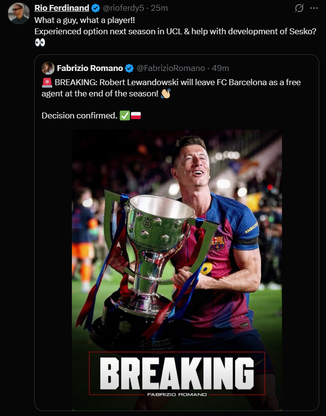 Rio Ferdinand urges Manchester United to sign departing Barcelona ...