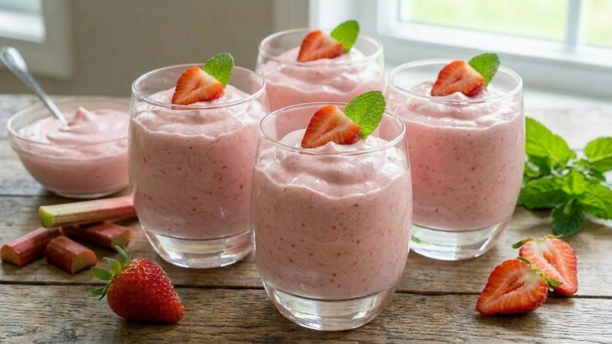 Fluffig, fruchtig, Rhabarber-Fluff: Dieses Dessert schmilzt auf der Zunge