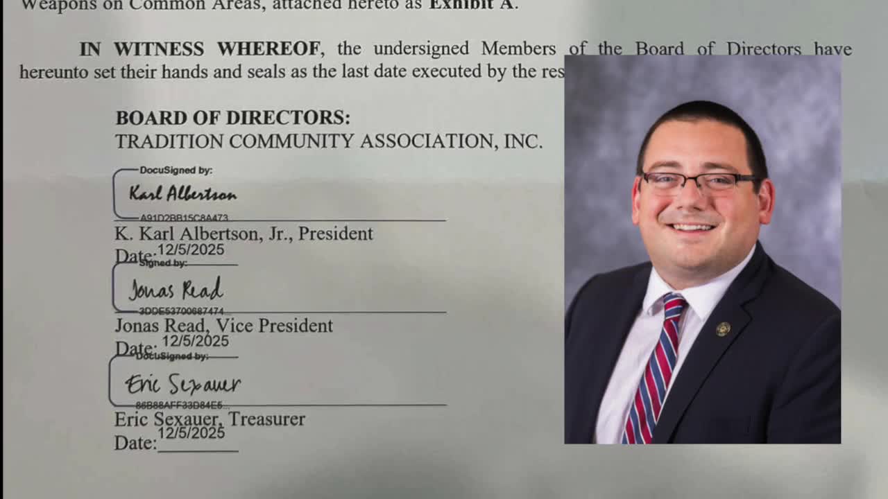 Tradition HOA bans guns in common areas sparking debate
