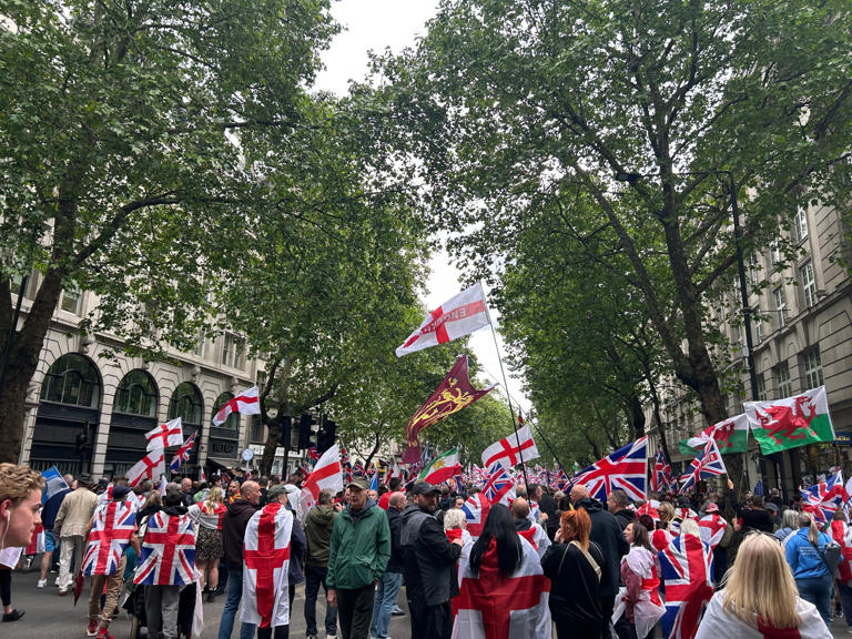 Right-wing march and pro-Palestinian protest both under way in London