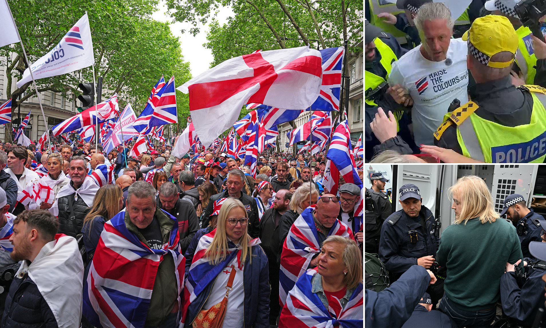 Protesters light flares on Churchill statue as Met arrests 11 in rival ...