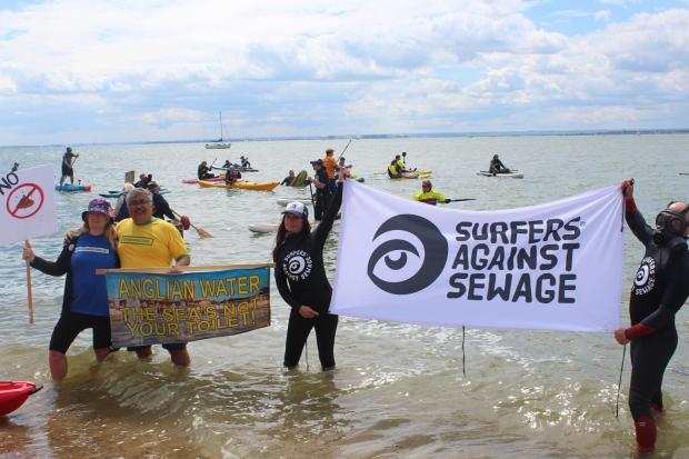 Hundreds protest against sewage being pumped into south Essex water