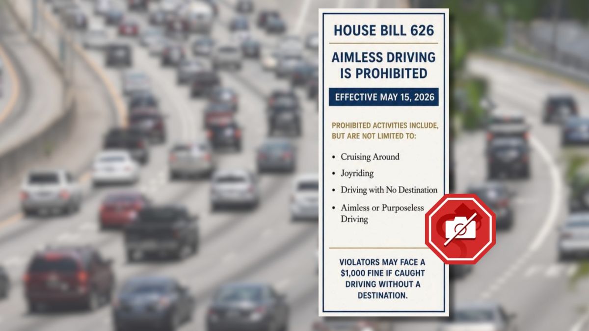 Did US states ban 'aimless driving' via 'House Bill 626'? Hit the ...