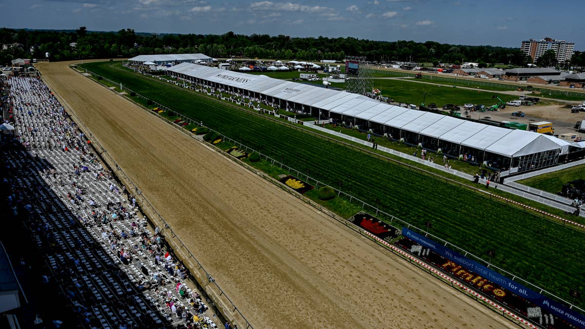 Why is the Preakness Stakes being run at Laurel Park instead of Pimlico?
