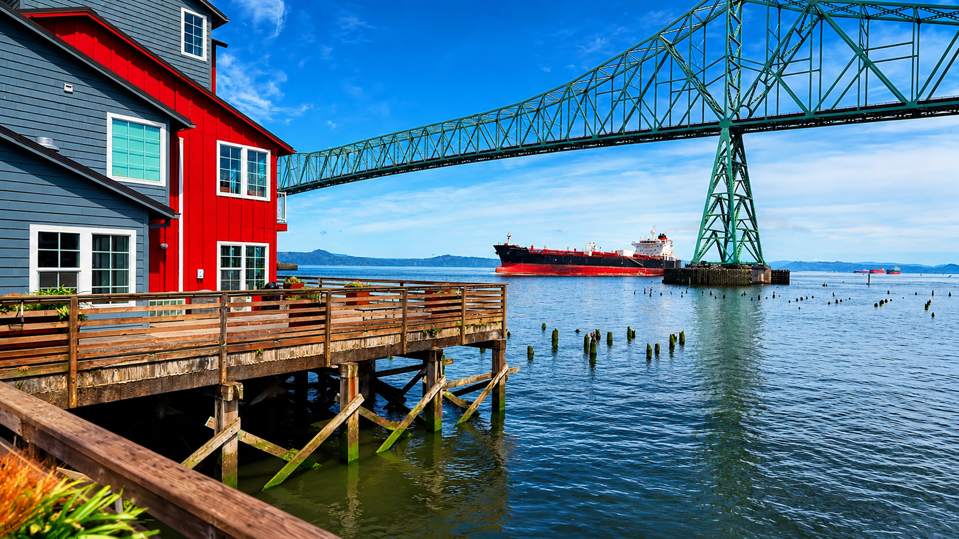 Port of Astoria Oregon offers stunning Columbia River views (4K)