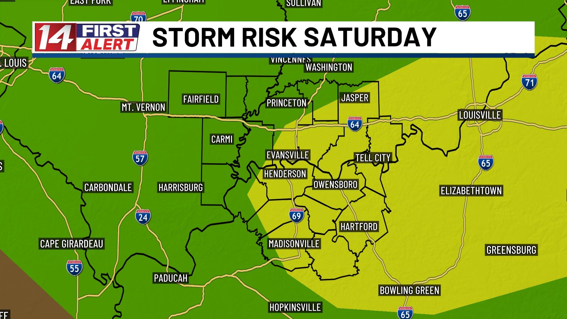 14 First Alert: Slight risk of severe storms for Saturday