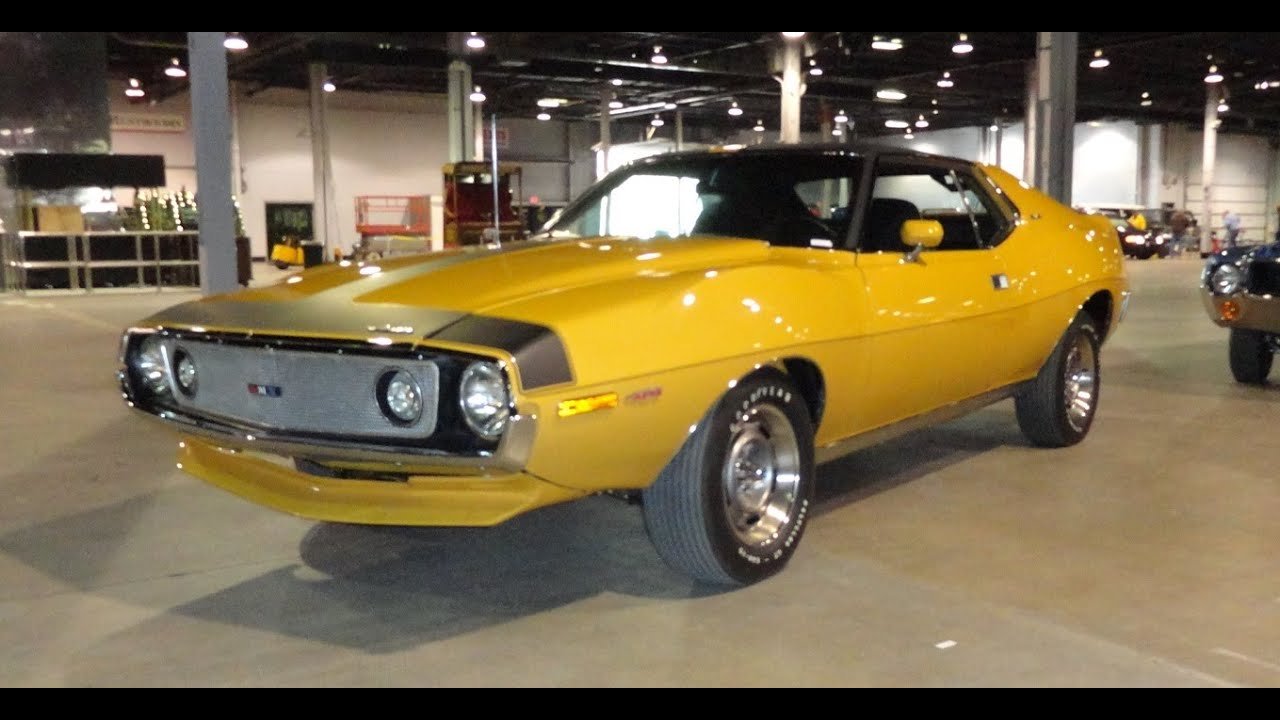 Bold mustard yellow AMC Javelin AMX