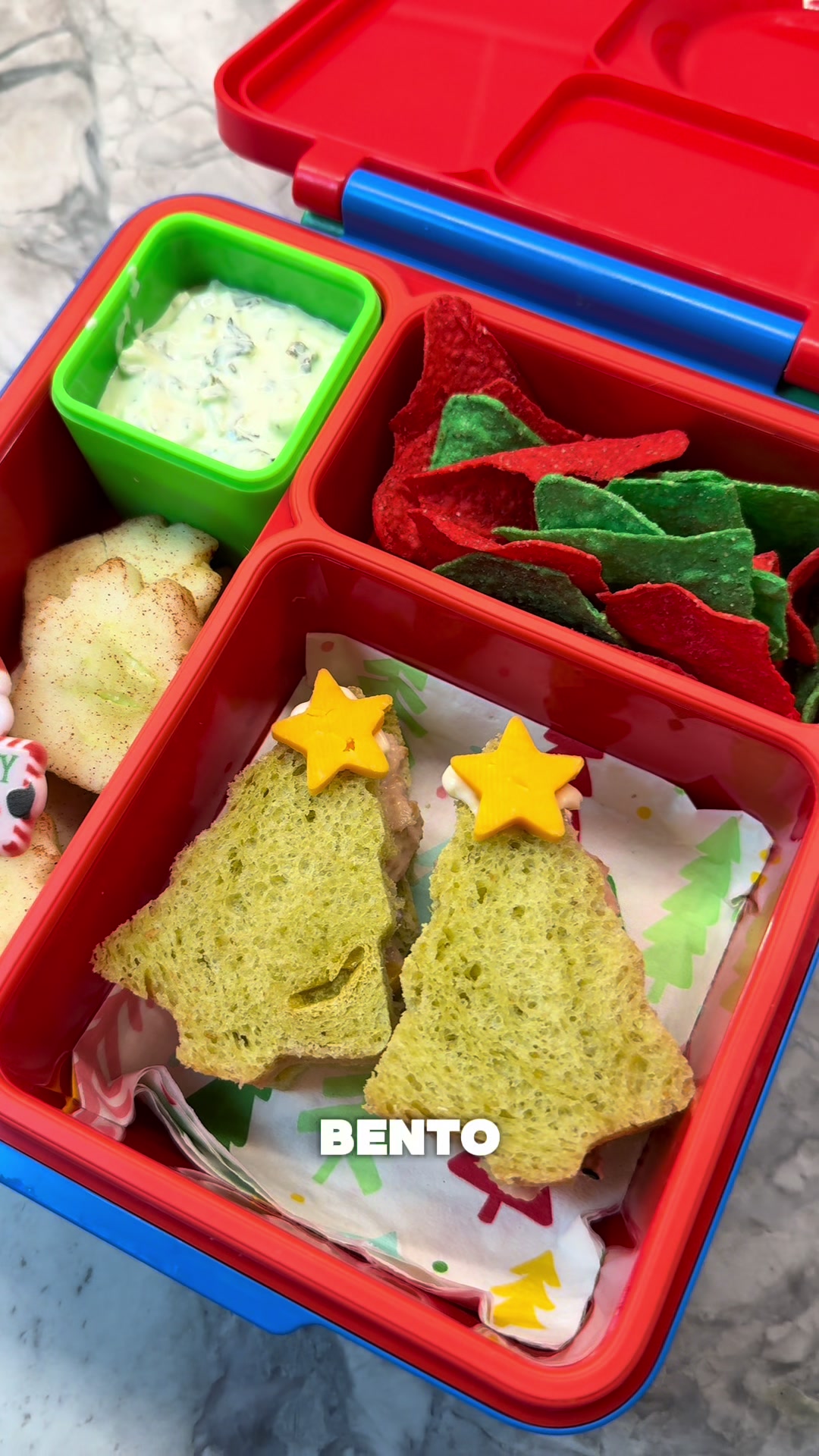 Seasonal lunch in bento format with festive touches