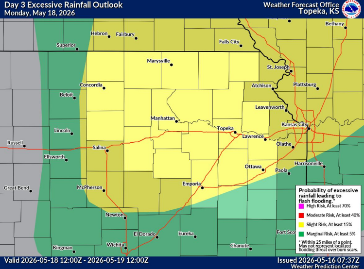 Kansas faces enhanced severe storm risk May 18, including tornadoes