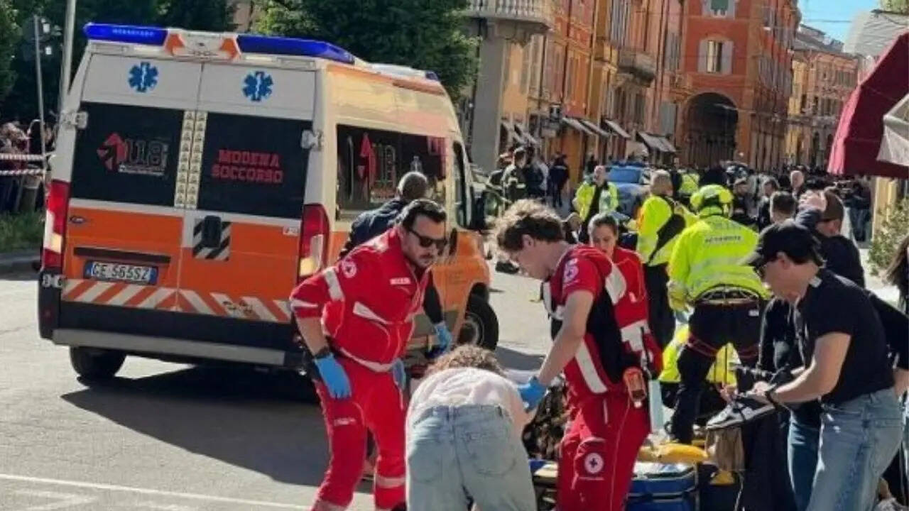 Car slams into busy Italian street crowd in Modena, driver stabs man ...