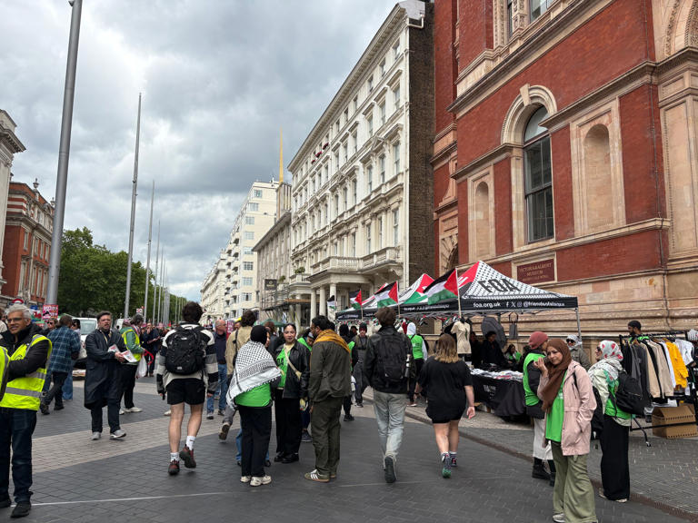 Right-wing march and pro-Palestinian protest both under way in London