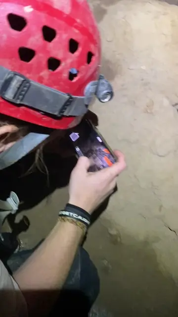 Playing Minecraft deep inside a real cave