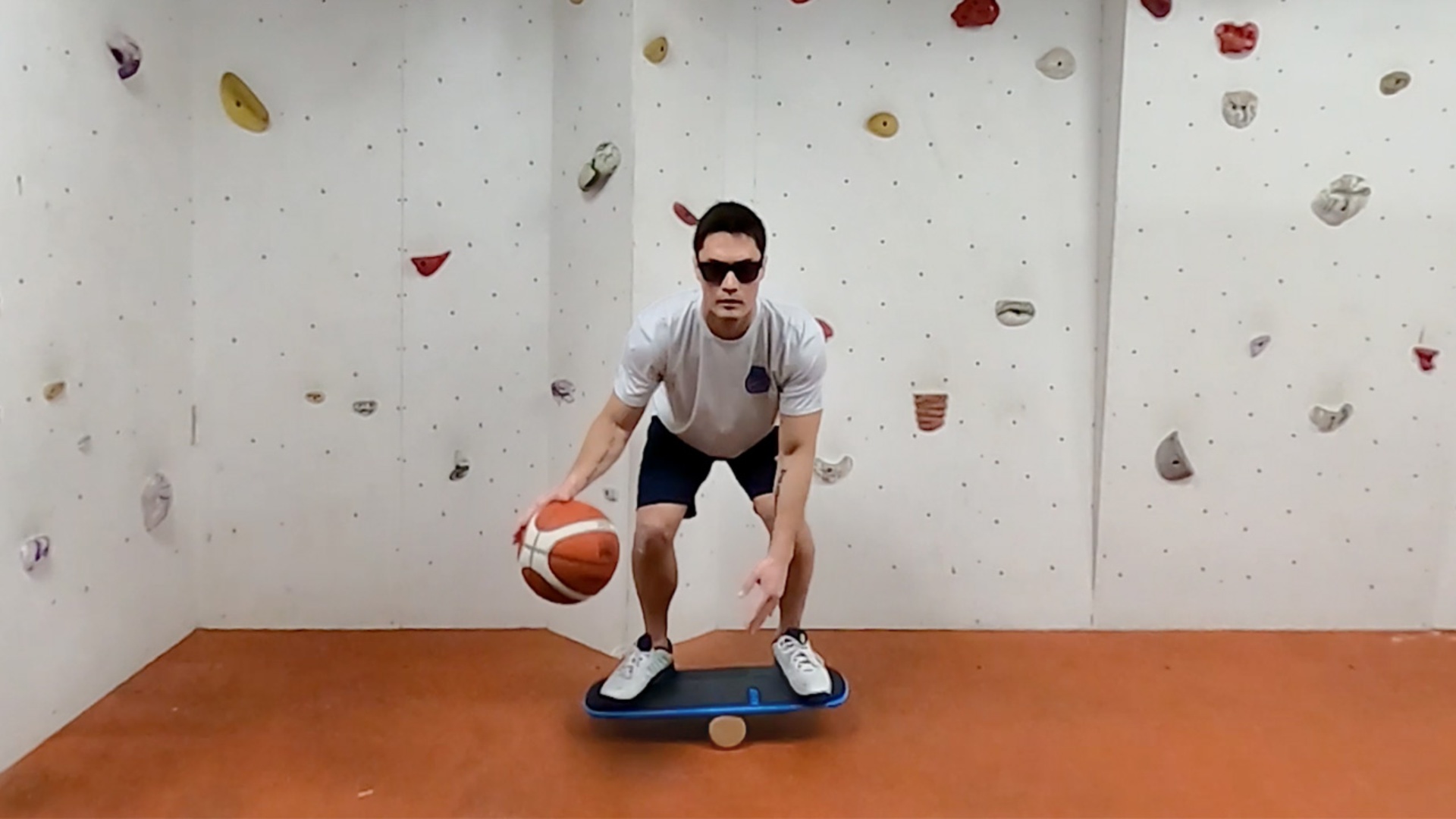 Most basketball bounces on a balance board in one minute: 120 by Johnny ...