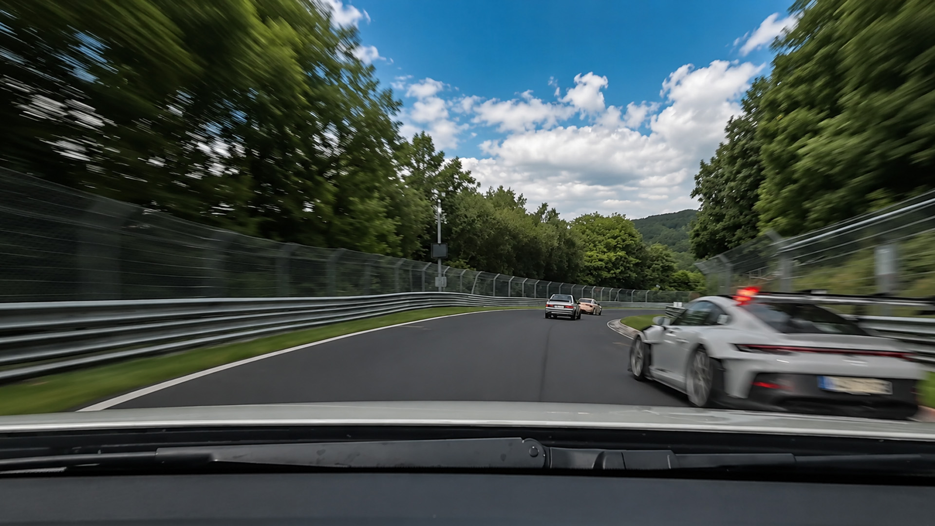 Near miss with a Porsche GT3 RS on circuit