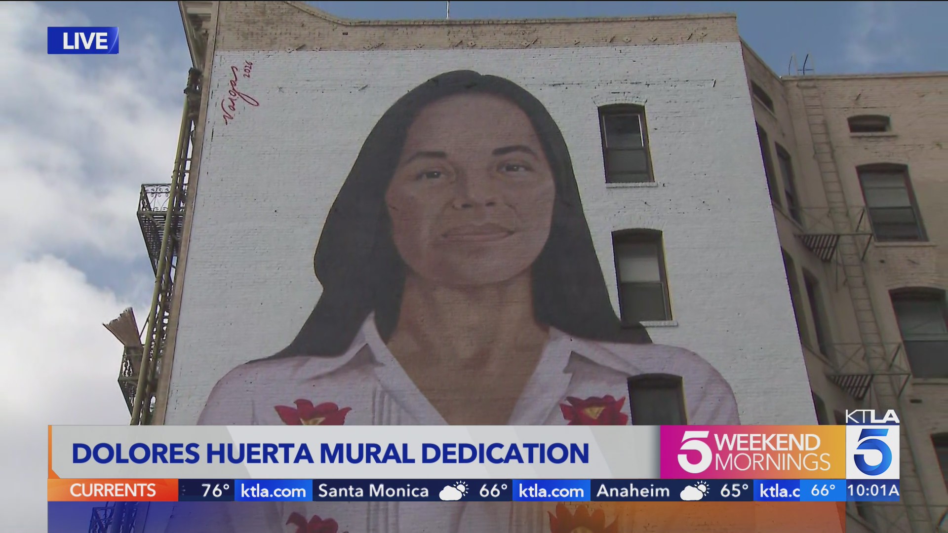 Dolores Huerta honored at DTLA mural event