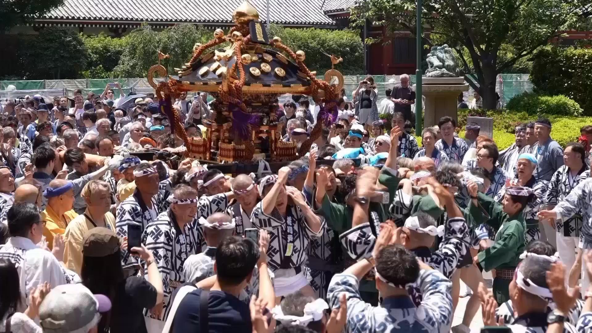Revellers hit the streets for one of Tokyo's biggest Shinto festivals