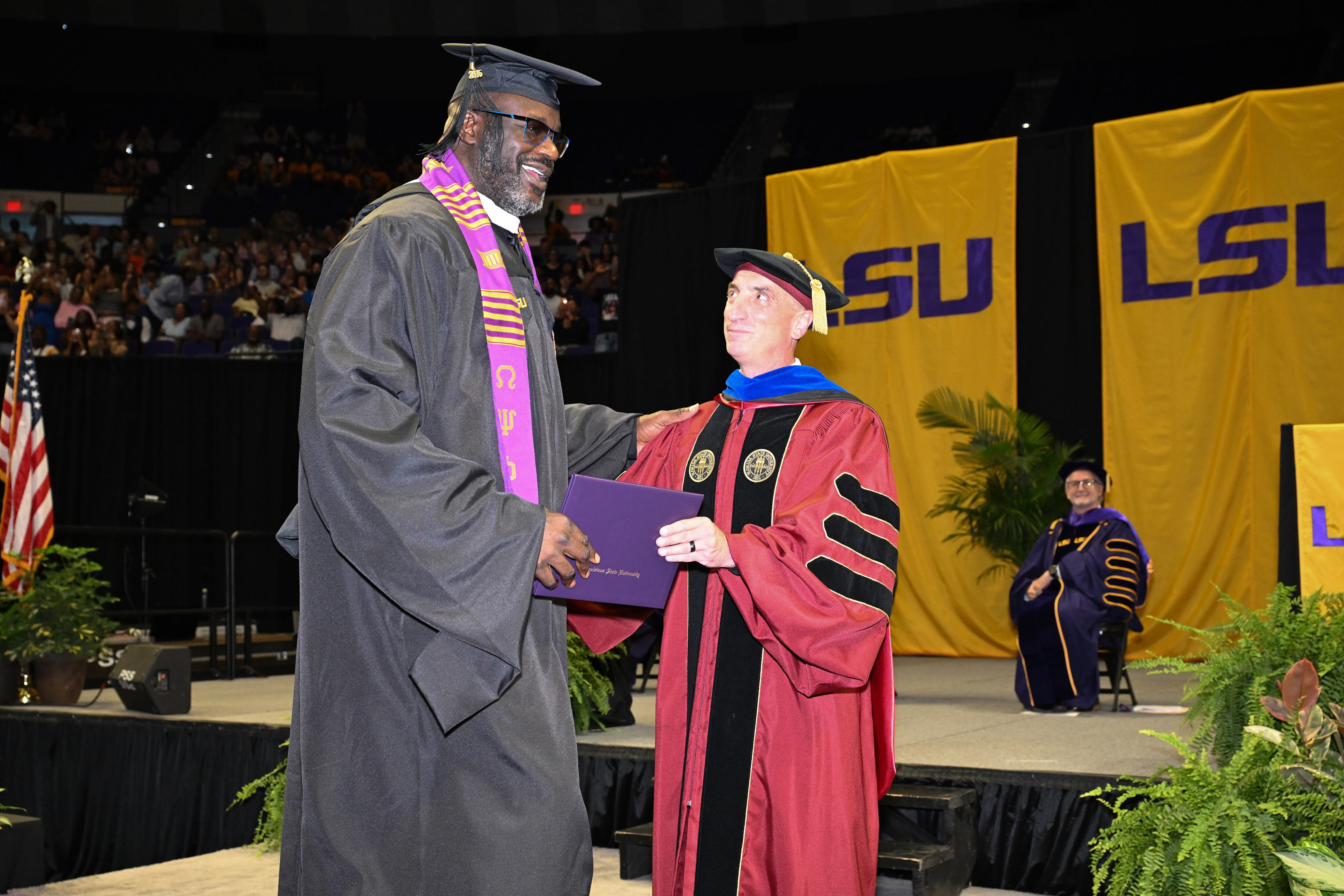 Shaquille O’Neal has earned his second master’s degree