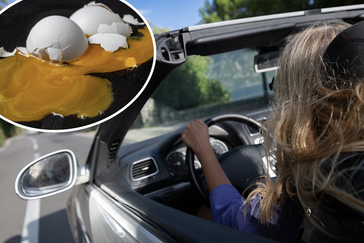 Attacke während Cabrio-Fahrt: Junge Frau mit rohem Ei beworfen