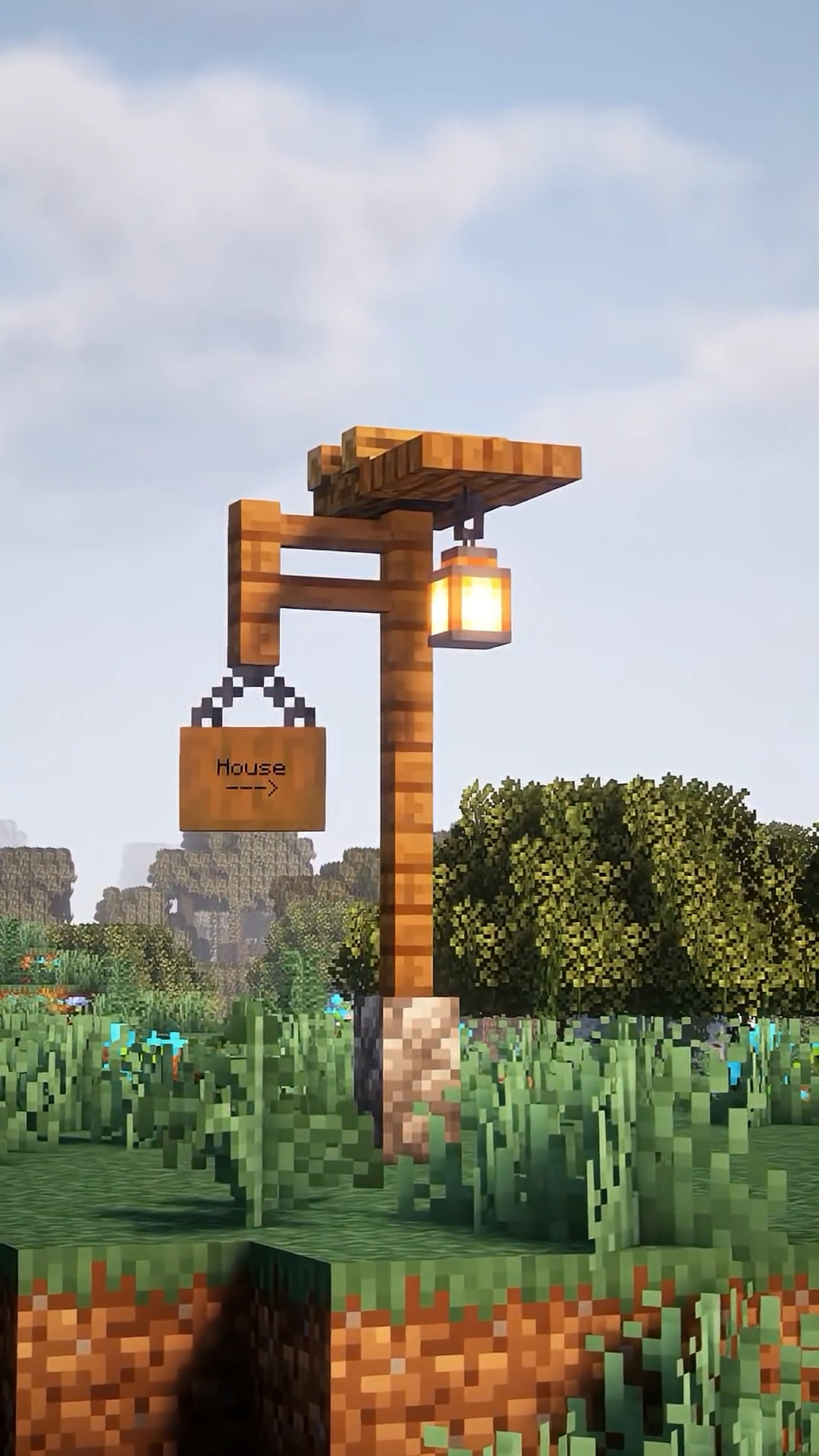Small lantern signpost for a cozy path