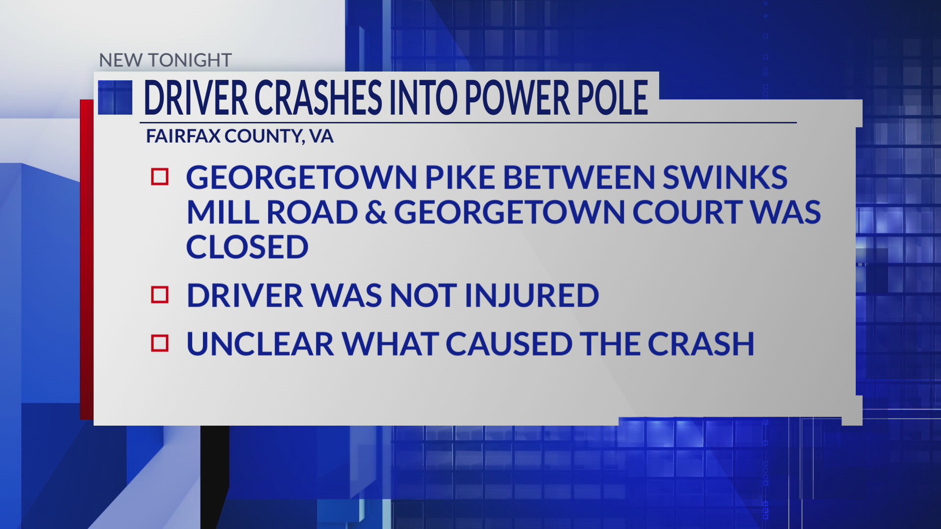 Part of Georgetown Pike closed in McLean after driver crashes into ...