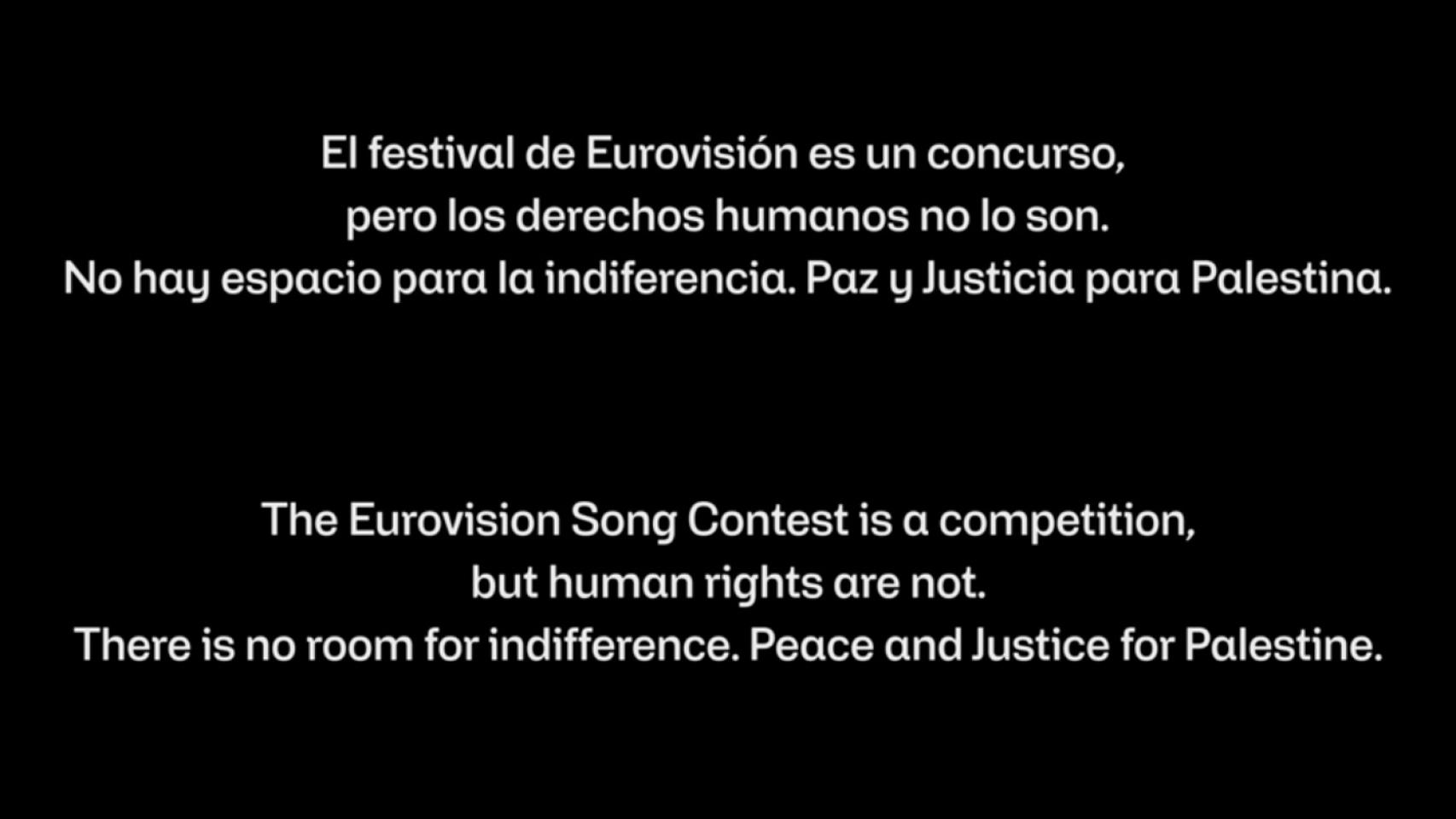 RTVE vuelve a desafiar a Eurovisión con un mensaje a favor de Palestina ...