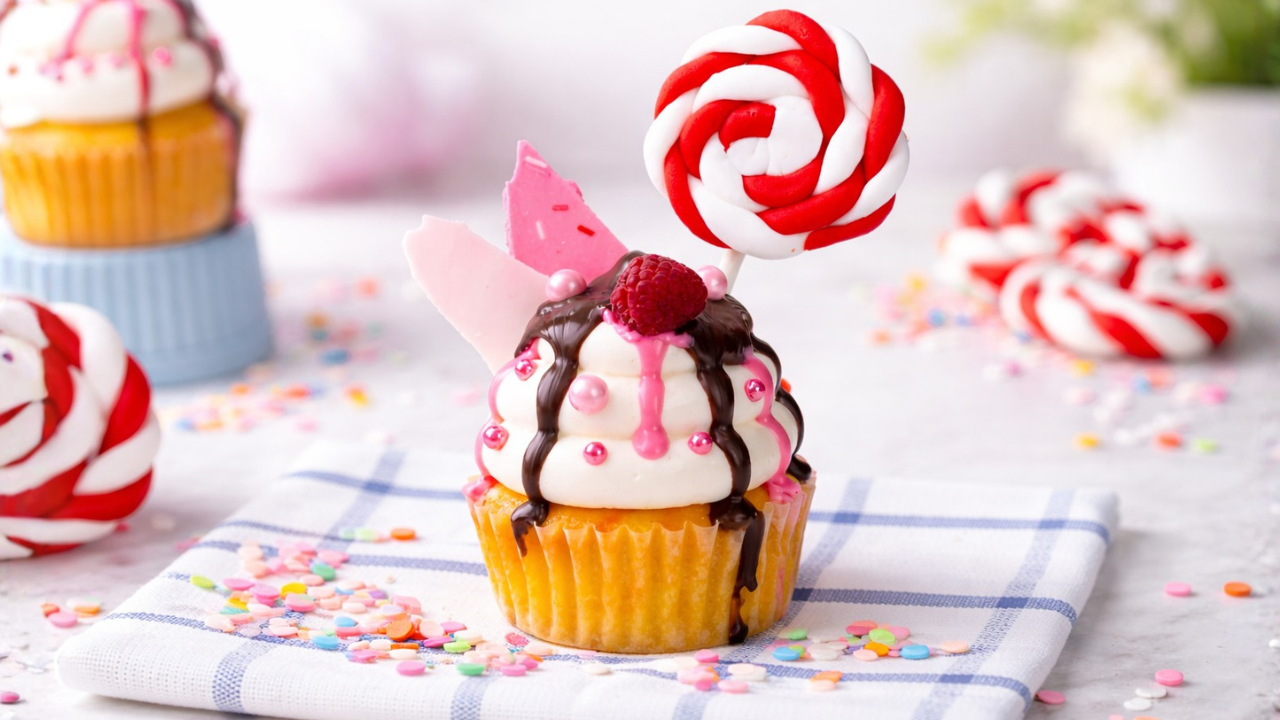 How to make candy lollipop cupcakes