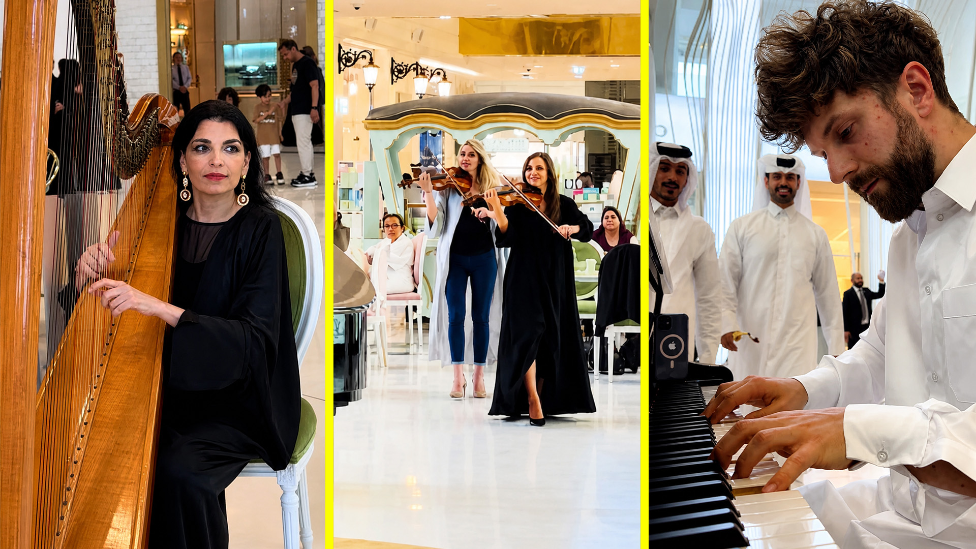 Three violinists suddenly joined my piano in Doha